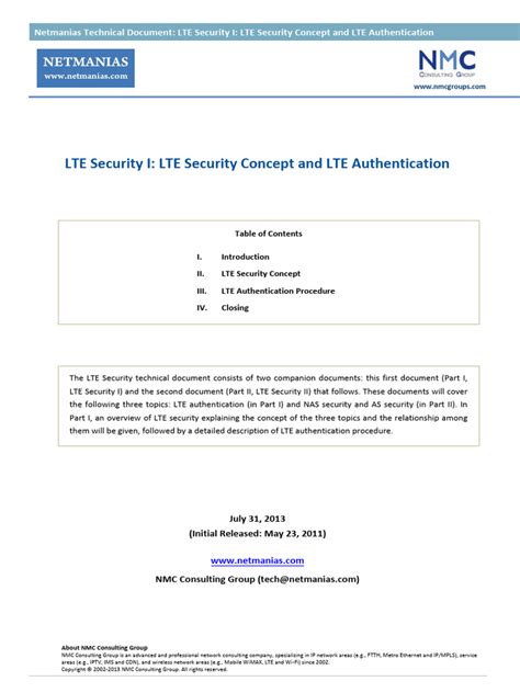 Lte Security I Concept And Authentication Pdf