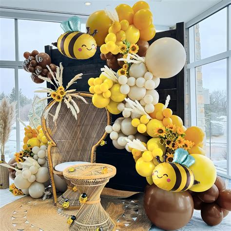 Bee Party Decorations Balloon Arch Kit 138pcs Mustard