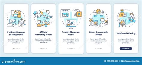 Creator Business Models Onboarding Mobile App Screen Stock Vector