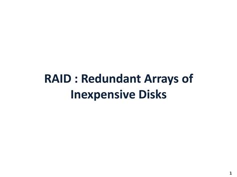 Raid Redundant Arrays Of Inexpensive Disks Ppt Download