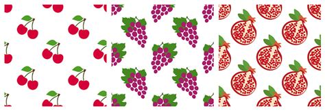 체리 포도 및 석류 석 정원 과일과 베리 완벽 한 패턴 세트입니다 패션 디자인입니다 옷 리넨 또는 커튼을 위한 음식 인쇄 손으로
