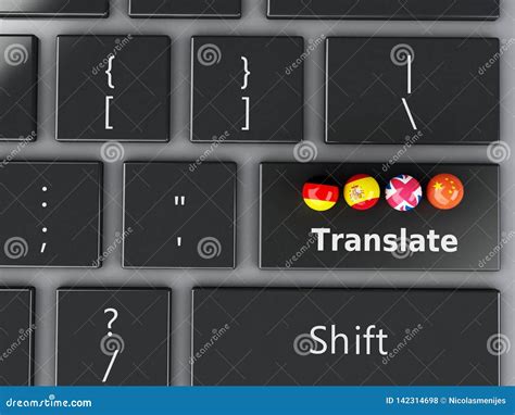 3d Translate Foreign Languages On Computer Keyboard Stock Illustration Illustration Of