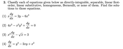 Solved Classify Each Of Equations Given Below As Chegg