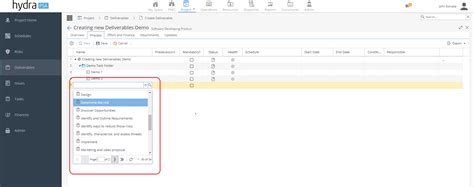 How To Create A New Deliverable And Plan It Into A Schedule Hydra Support