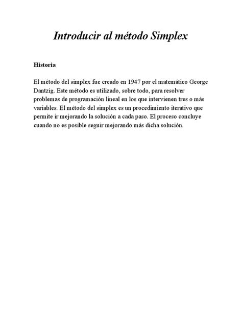 método simplex pdf programación lineal algoritmos