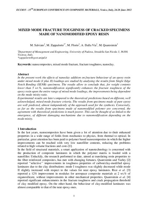 Pdf Mixed Mode Fracture Toughness Of Cracked Specimens Made Of Nanomodified Epoxy Resin
