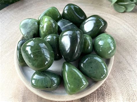 Green Nephrite Jade Crystal Tumbled Stones