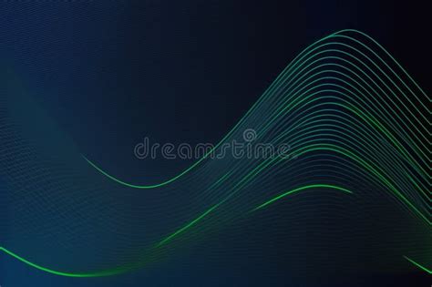 Abstract Dark Blue Mesh Gradient With Glowing Green Curve Line Generative Ai Stock Illustration