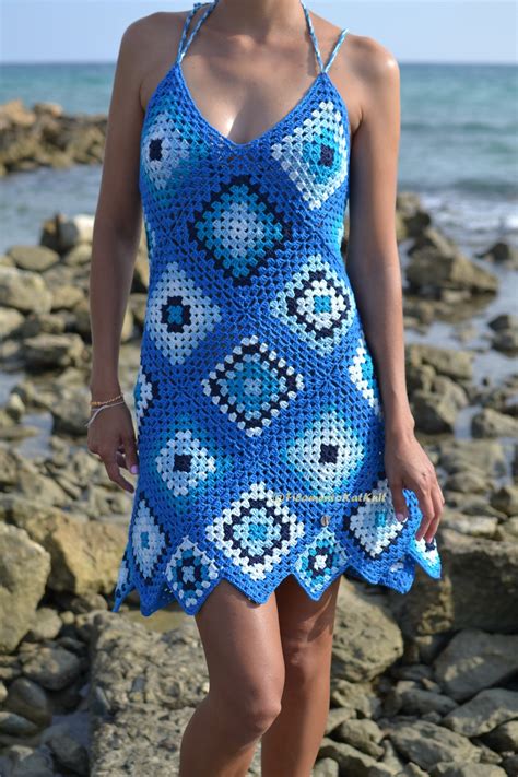 Crochet Beach Cover Up Dress Women Granny Square Crochet Wrap Etsy
