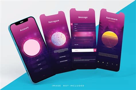 Premium Psd Floating Four Mobile Phone Interface With Ui Ux