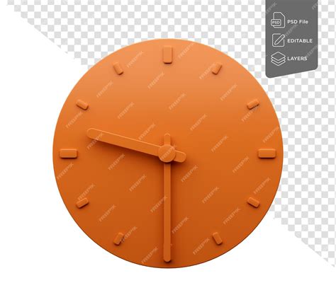 Premium Psd Minimal Orange Clock 0930 Half Past Nine O39clock 0930 Or