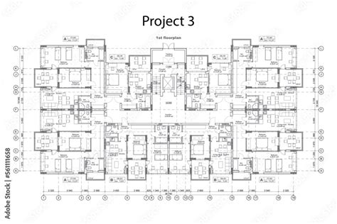 Vector Architectural Project Of A Multistory Building With A Parking Space And Landscape Design