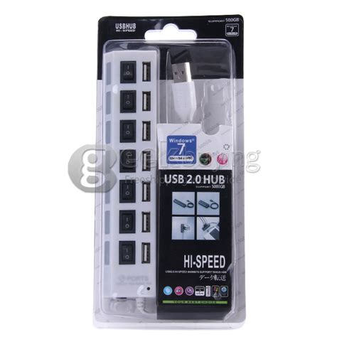 7 Ports Expanded USB 2 0 Hub W On Off Switch For Laptop Notebook