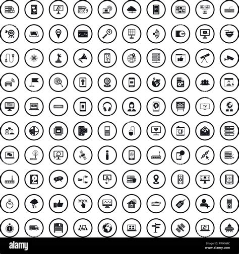 100 Satellite Connection Icons Set Simple Style Stock Vector Image And Art Alamy