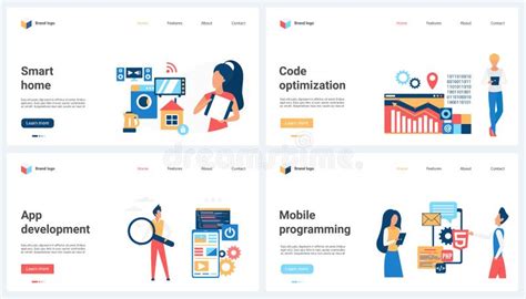 Development And Optimization Of Mobile Applications Smart Home Set And Tiny People Stock Vector