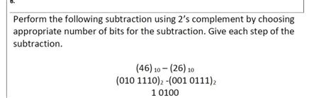 Solved Perform The Following Subtraction Using S Chegg