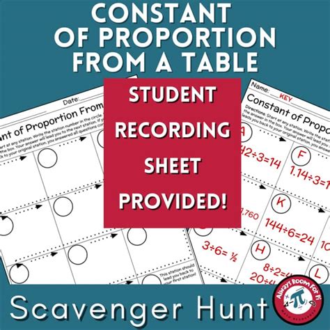 7th Grade Constant Of Proportionality K Tables Scavenger Hunt Teks 7 4c Math