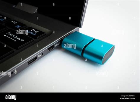 Card Reader Type C On White Background The Flash Drive Is Plugged Into The Laptop Connector In