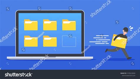 hacker steals data folder screen computer stock vector royalty free