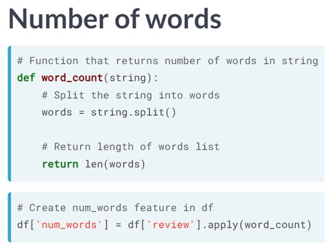 feature engineering for nlp in python from datacamp way to be a data