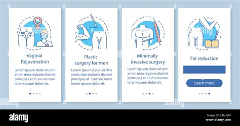 Plastic Surgery Center Service Onboarding Mobile App Page Screen With Linear Concepts Four
