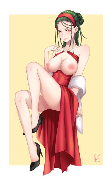 Rule 34 Breasts Cleavage Dress Feet Female Foot Dangle Green Hair Hairlocs Headband Headdress