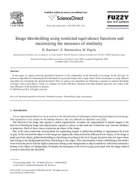 Pdf Image Thresholding Using Restricted Equivalence Functions And