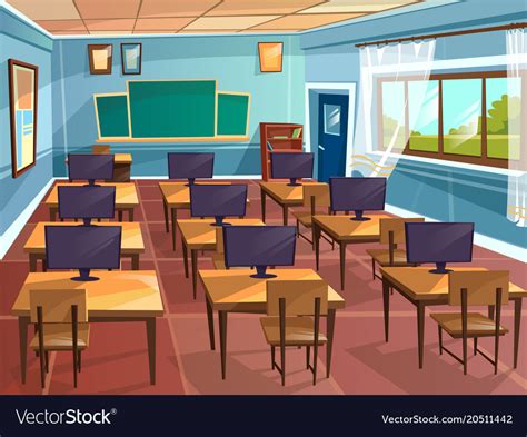 Cartoon Empty School College Classroom Royalty Free Vector