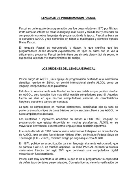 lenguaje pascal pdf programa de computadora programación