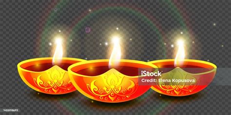 디파발리 또는 디왈리 조명 축제 컨셉은 사실적인 스타일입니다 고립된 배경에 불타는 촛불 심지와 랑골리 장식이 있는 인도 힌두교 종교 장식이 있는 기름 램프 0명에 대한 스톡