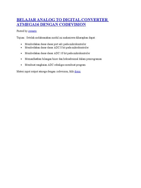 Belajar Analog To Digital Converter Atmega16 Dengan Codevision Pdf