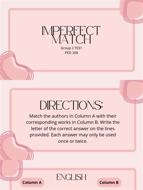 Imperfect Matching Type G2 Ped 308 Pdf Learning Disability Learning