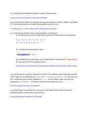 Comparing Models C And D Partial F Test Results And Coefficient Course Hero