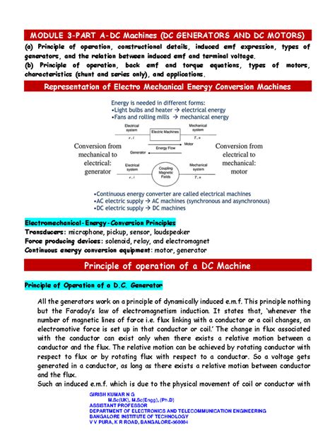 Bee Module 3 Notes Bee Module 3 Part A Dc Machines Dc Generators