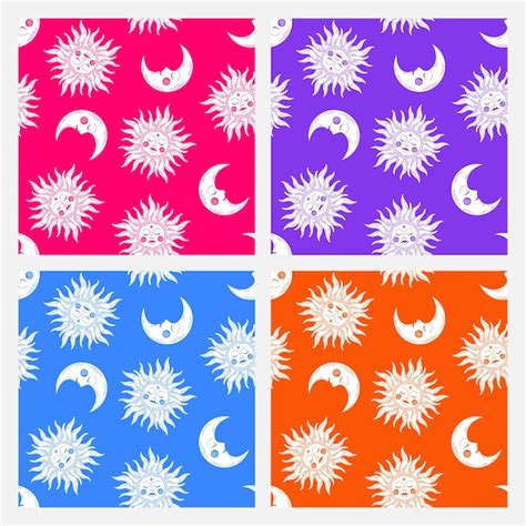 Premium Vector Set Of 4 Seamless Pattern With Celestial Design