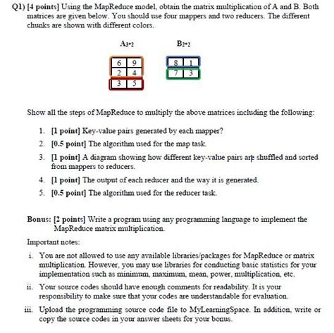 Solved 21 4 Points Using The Mapreduce Model Obtain The