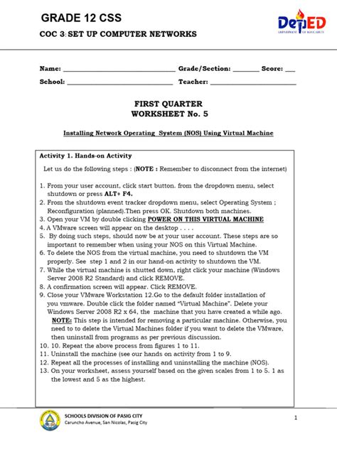 Copy Of Tvl Css 12 Q1 Dw5 Pdf Virtual Machine Computer Engineering