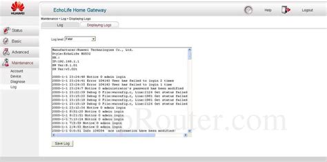Huawei Echolife Hg Screenshot Displaying Logs