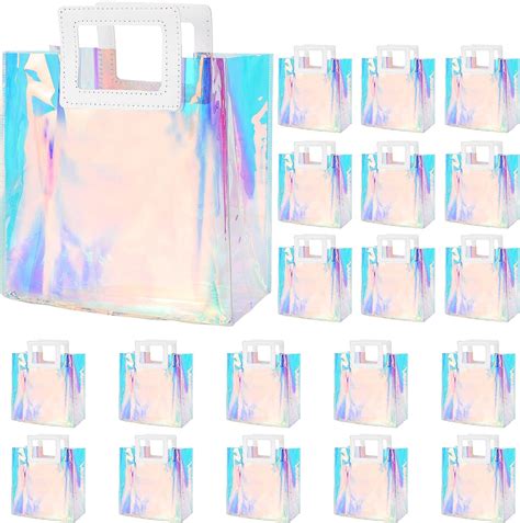 20 Bolsas De Regalo De Pvc Holográficas De Whaline Con Asas Pequeñas