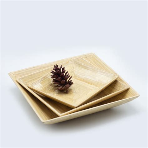 Vietnam Bulk Export Spun Bamboo Tray Square Serving Tray Storage Food