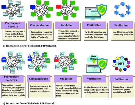 the transaction validation processes of blockchain and holochain
