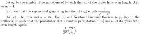 an 2 let be the number of permutations of [n] such
