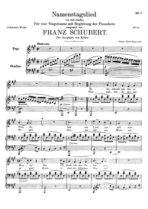Namentagslied D 695 Schubert Franz IMSLP