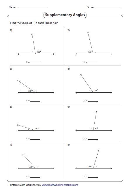 linear pair worksheet