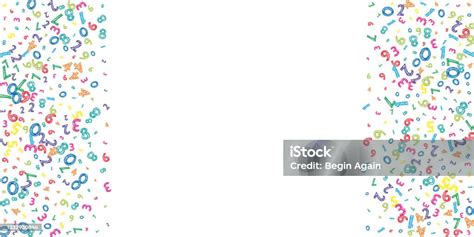 다채로운 지저분한 숫자를 떨어지는 비행 숫자와 수학 연구 개념 흰색 배경에 학교 수학 배너에 다시 압도 떨어지는 숫자 벡터 일러스트레이션 0명에 대한 스톡 벡터 아트 및