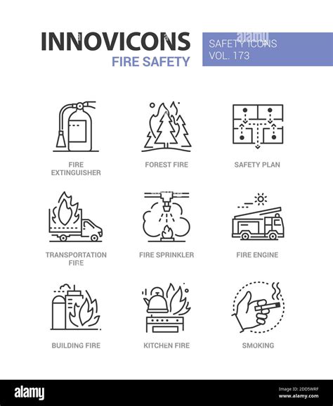Fire Safety Modern Line Design Style Icons Set Stock Vector Image And Art Alamy
