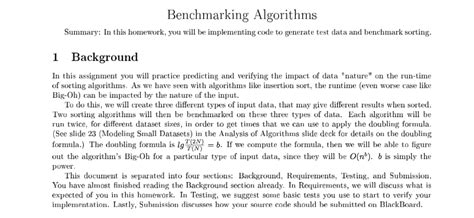 Benchmarking Algorithms Summary In This Homework