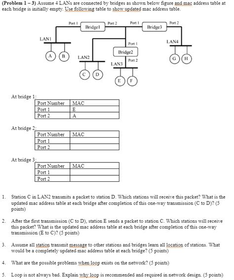 problem 1 3 assume 4 lans are connected by bridges as shown below