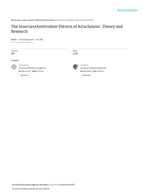 The Insecureambivalent Pattern Of Attachment Theory And Research