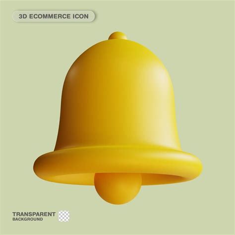 웹사이트 방문 페이지 배너 마케팅 소스에 대한 3d 아이콘 전자 상거래 알림 골든 벨 프리미엄 Psd 파일